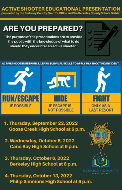 Berkeley County Sheriff’s Office, BCSD To Host Active Shooter ...