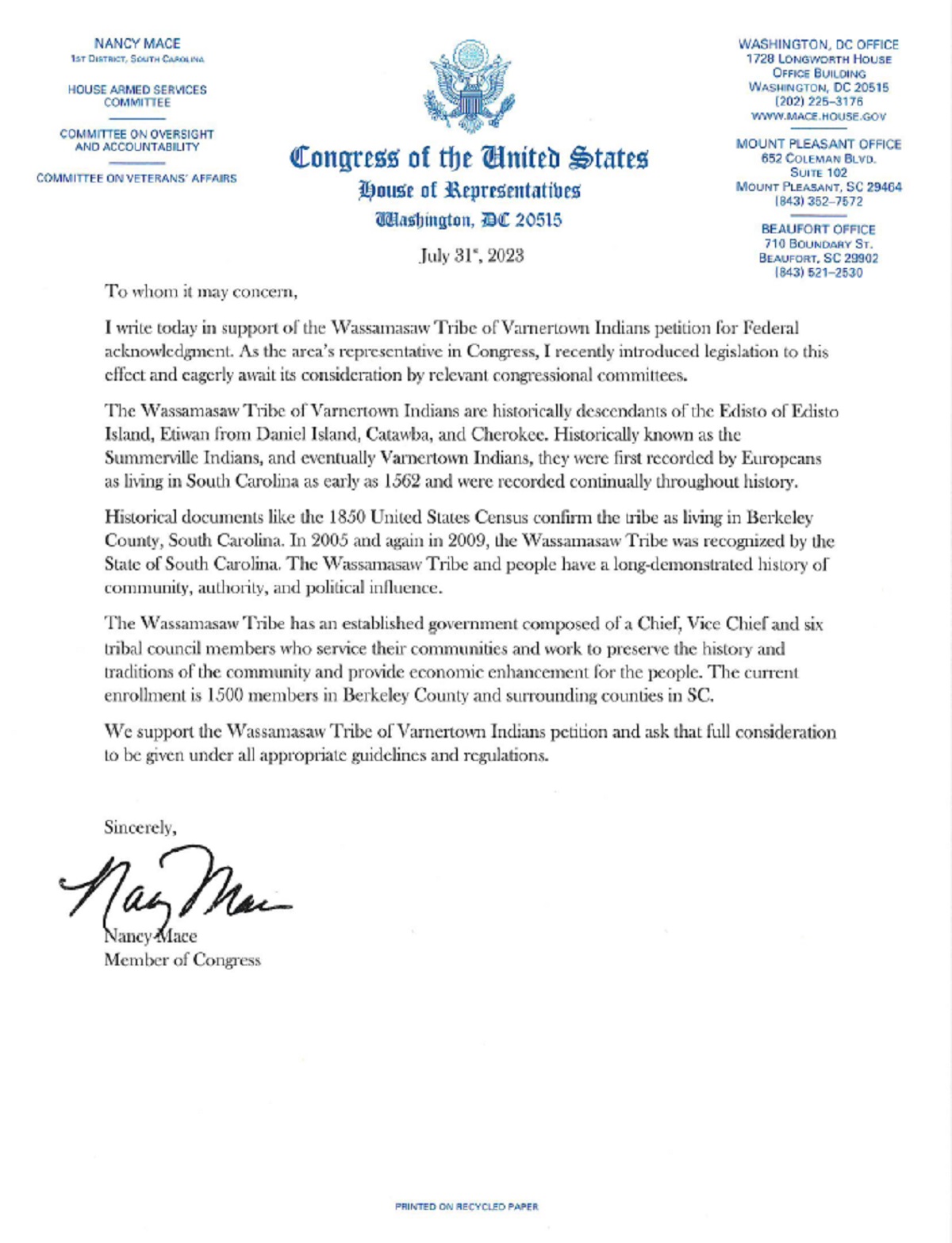 nancy-mace-letter | The Berkeley Observer